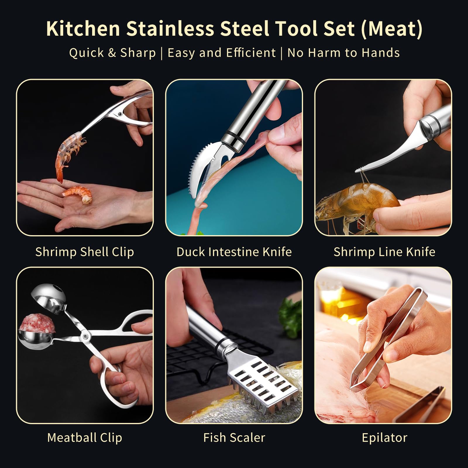 ISACCO 39-pcs Stainless Steel Kitchen Gadget Set - Home Kitchen Tools and Gadget Set with Hanging Hooks