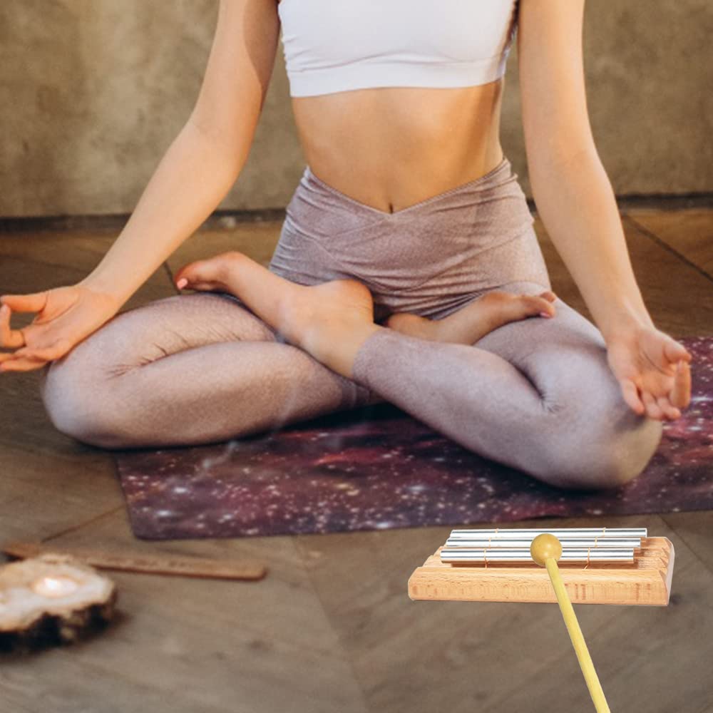 Meditation Chime Classroom Chime Accompaniment Sound Tube Reminder Bell with Mallet Mindfulness Bell for Yoga (Trio Chime)