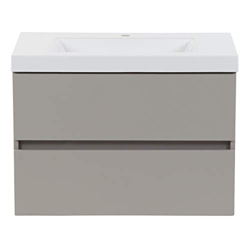 Spring Mill Cabinets Innes Floating Bathroom Vanity with 2 Drawers and White Sink Top, 30.5" W x 18.87" D x 22.25" H,Grey