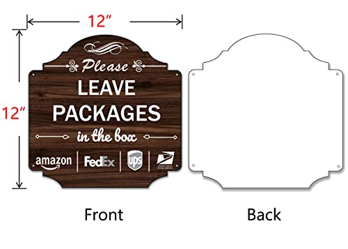 Please Leave Packages In The Box Signs 12 x 12 Inches Package Delivery Sign Metal Reflective Sturdy Rust Aluminum Waterproof Durable Ink Easy to Install Outdoor