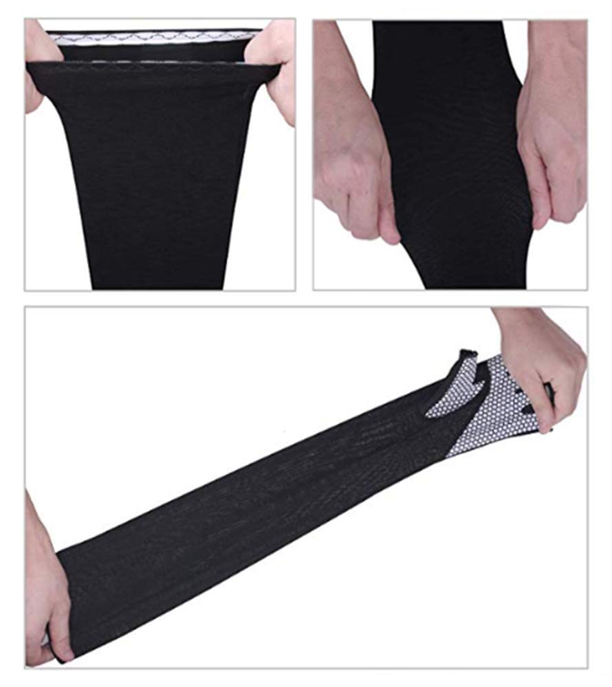 HODORPOWER UV Protection Gloved Arm Sleeves for Men & Women Cycling Ice Arm Sleeve Fingerless Sun Compression Long Arm Cover, Black, One Size
