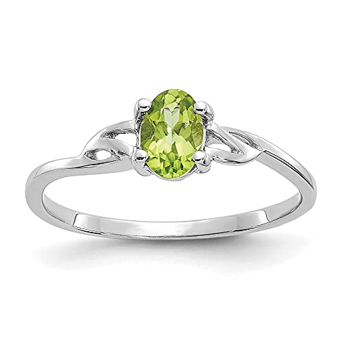 IceCarats 14K White Gold Green Peridot Ring August Birthstone Jewelry Size 7.00