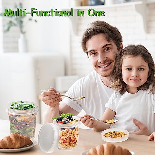 WBKTOOL Overnight Oats Containers with Lids - 5 Pack 16 oz Deli Food Storage Containers - Small To Go Plastic Yogurt Container for Soup, Salad, Freezer