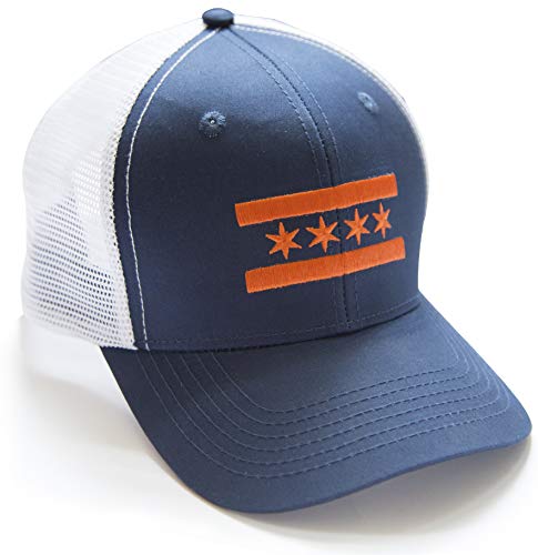 International Tie Orange Chicago Flag Hat for Men and Women – Adjustable One Size Trucker Cap, Baseball, Snapback, Hat Mesh Back with an Embroidered Patch