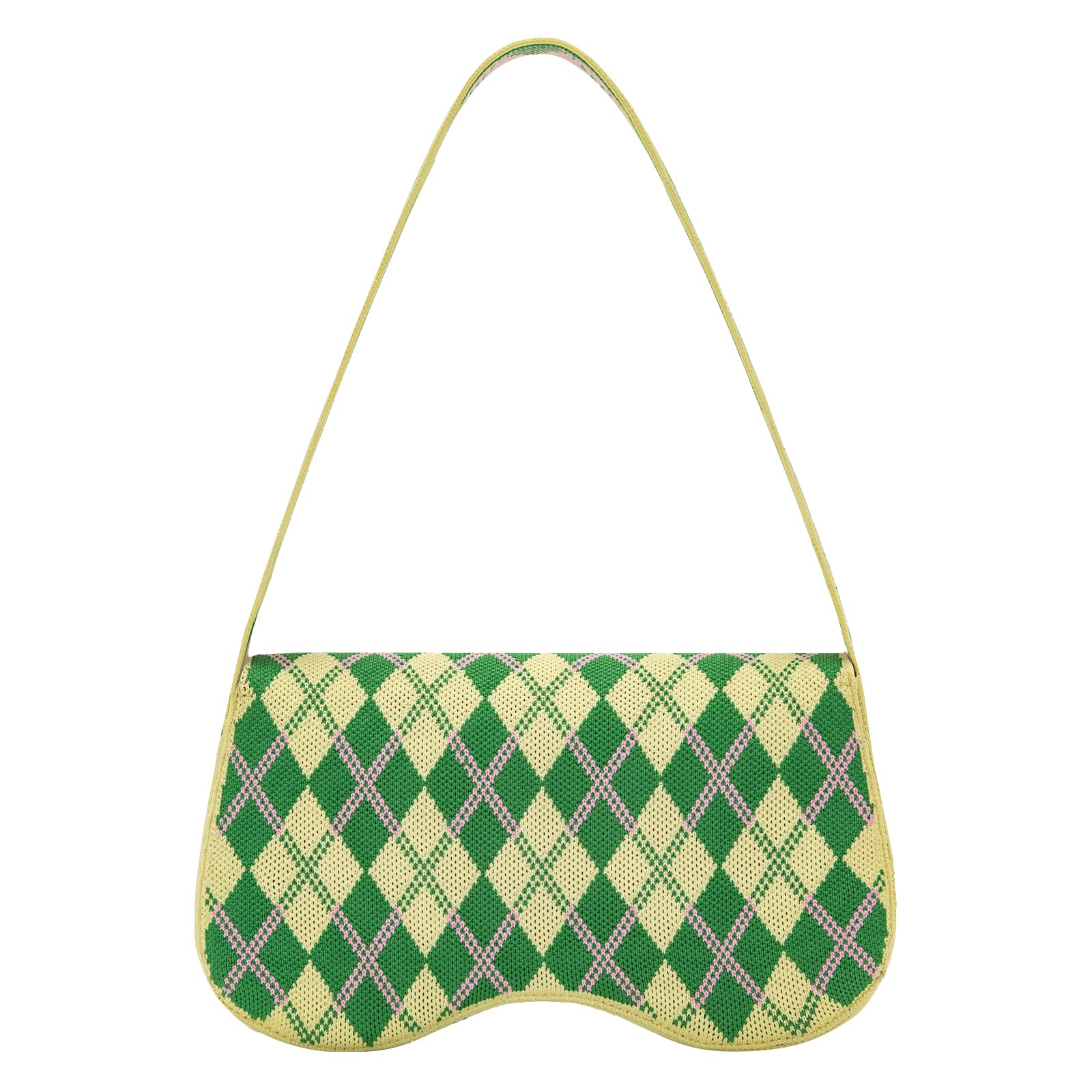 JW PEI Women's Becci Knitted Shoulder Bag (Light Yellow & Green & Pink)