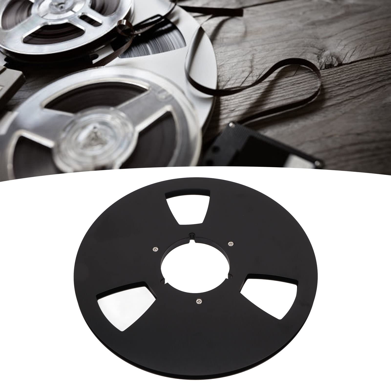 Recording Tape Reel, Convenient 14 10 Inch Empty Tape Reel Aluminum Alloy for Reel Tape Recorder Accessory (Black)
