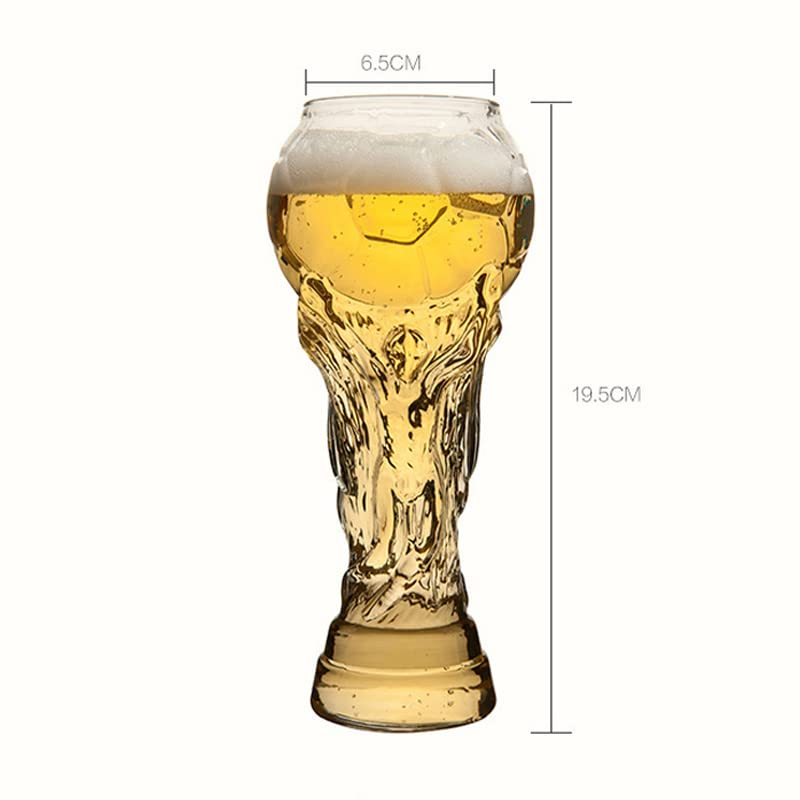 xiadanle World Cup Beer Mug Creative 450ml Beer Cup 15.2oz Borosilicate Glass Goblet Suitable for Football Party Bar Restaurant