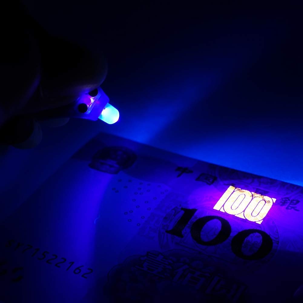 JWISLAND 15 Pack 395nm UV Mini LED Keychain Flashlight Black Light UV Lights Key Ring Light Torch (Purple)
