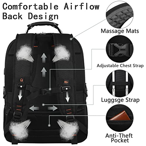 YALIXIAN Travel Laptop Backpack,Extra Large 18.4 Inch Laptop RFID Anti Theft TSA Friendly Backpack with USB Charging Port,Water Resistant,Computer Bag for Women Men Notebook&Basketball