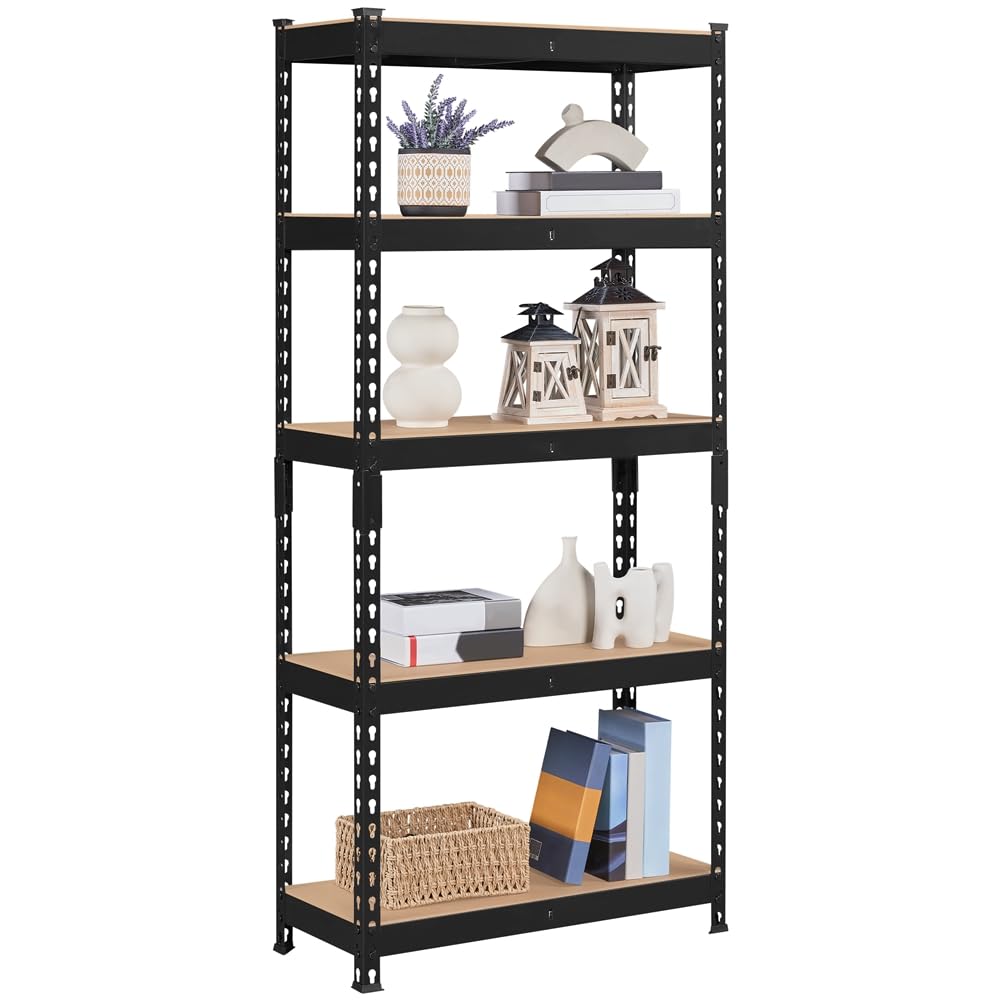 TTUDUSDP 5-Shelf Boltless & Adjustable Steel Storage Shelf Unit, Black, Holds up to 330 lb Per Shelf, 3 Pack