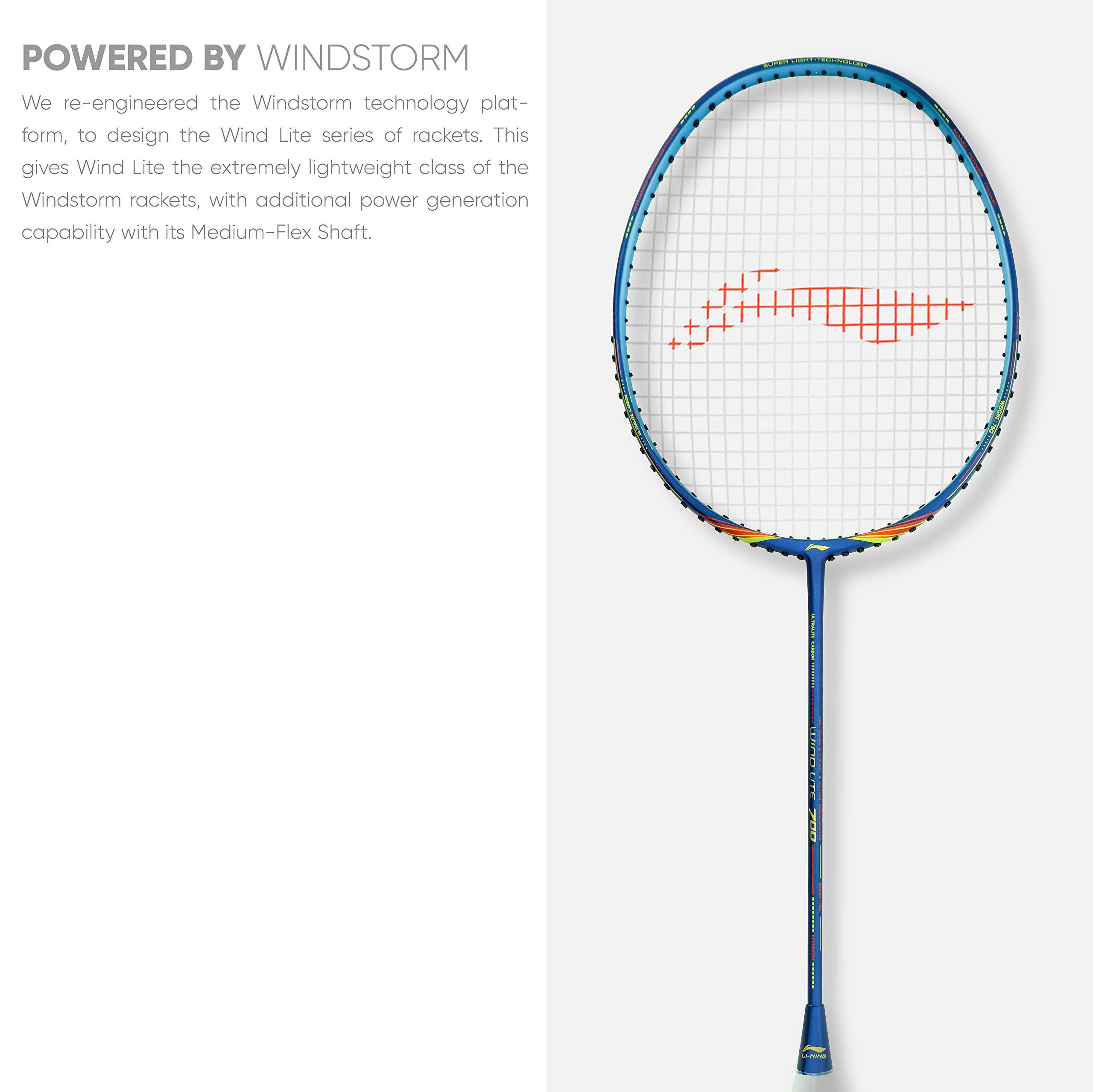 Li-Ning Wind Lite 700 Carbon Fiber Strung Badminton Racket with Full Cover (Navy/Red)