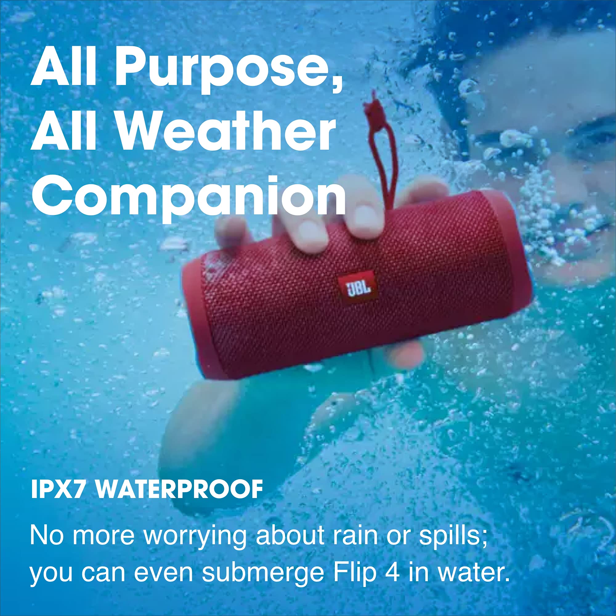 JBL Flip 4, Gray - Waterproof, Portable & Durable Bluetooth Speaker - Up to 12 Hours of Wireless Streaming - Includes Noise-Cancelling Speakerphone, Voice Assistant & JBL Connect+