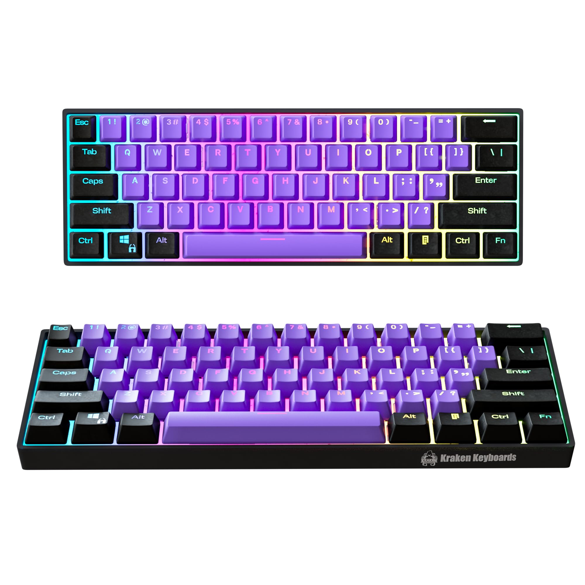 Kraken Pro 60 - Yellow Switch Edition 60% Mechanical Keyboard RGB Gaming Keyboard (Yellow Switches)