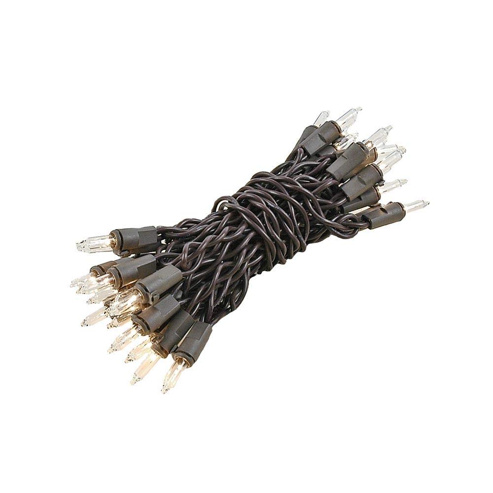 Novelty Lights 35 Light Clear Christmas Craft Mini Light Set, Non-Connectable, Brown Wire, 13.5' Long