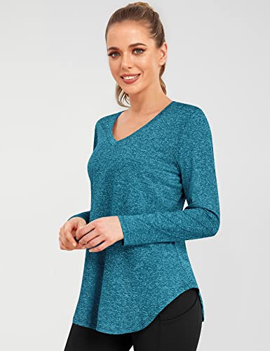 Moisture Wicking Shirts for Women Long Sleeve Workout Tops Yoga Running Flowy Tees Casual Cute X-Large