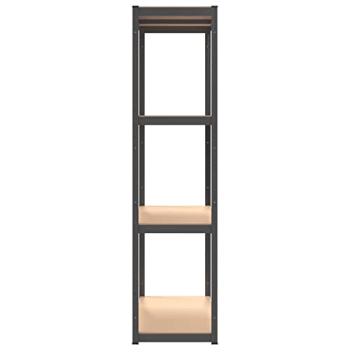vidaXL 4-Layer Storage Shelf, Galvanized Steel & Engineered Wood Construction, Industrial Style Anthracite Shelving Unit, Commercial or Residential Use