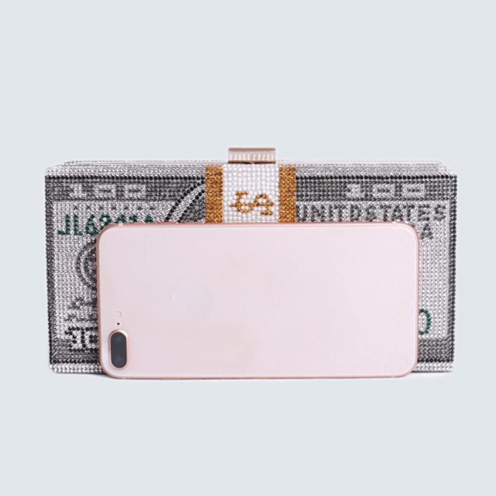mojoyce Fashion Rhinestone Money Clutch Purses Dollars Evening Female Lady Handbags