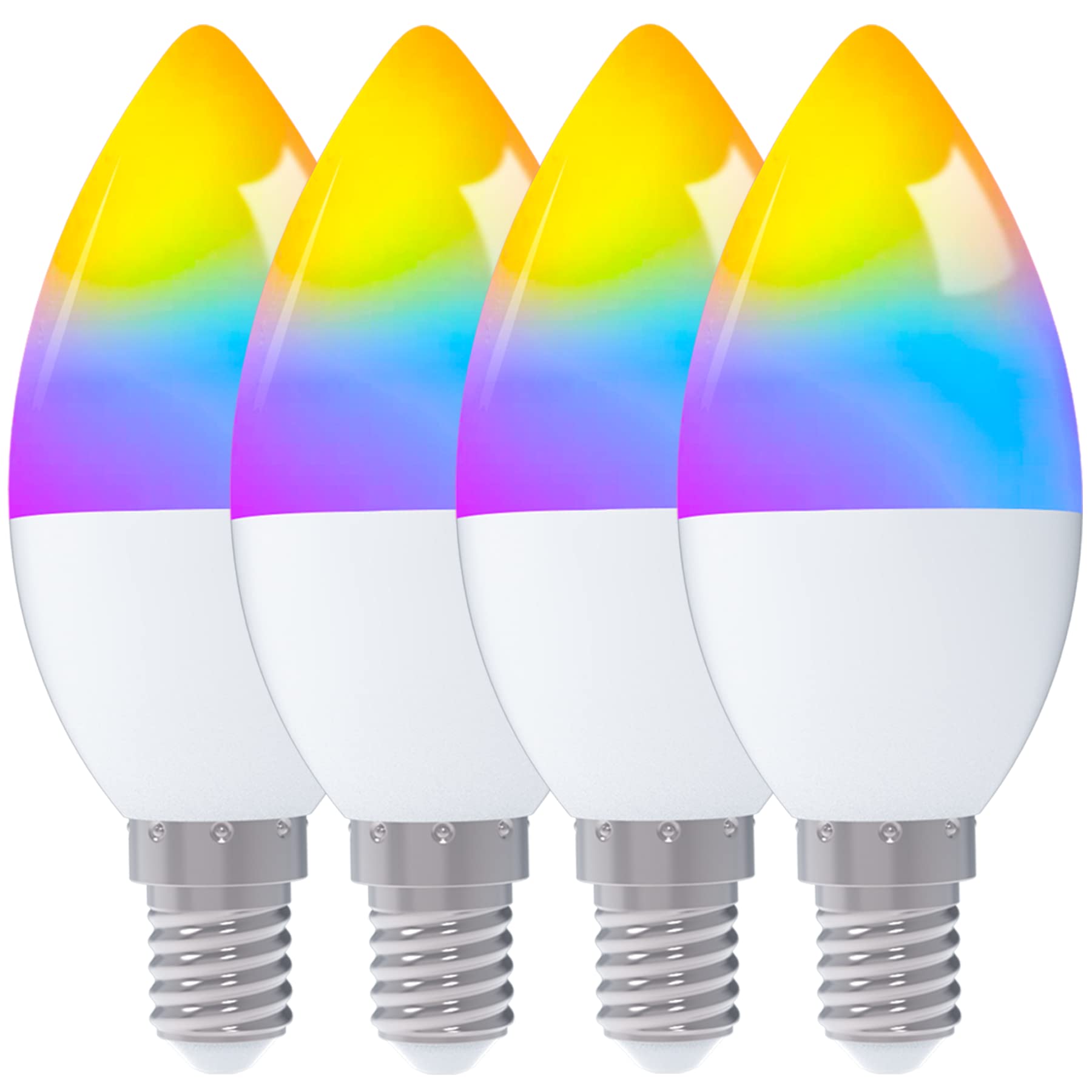 Kurvia Apple homekit Lights Bulb Compatible with Apple HomeKit, SmartThings, Siri, Apple Watch, Alexa, Google, E12 Bulb Color Changing Dimmable RGBCW 2000K- 6500K, LED Candelabra Light Bulbs, 4 Pack