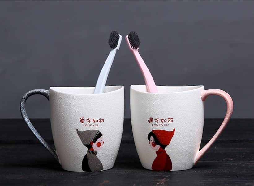 UXZDX Couple Ceramic Washing Cup Set Cartoon Mouthwash Cup Household Toothbrush Cup Brushing Cup Tooth Cylinder