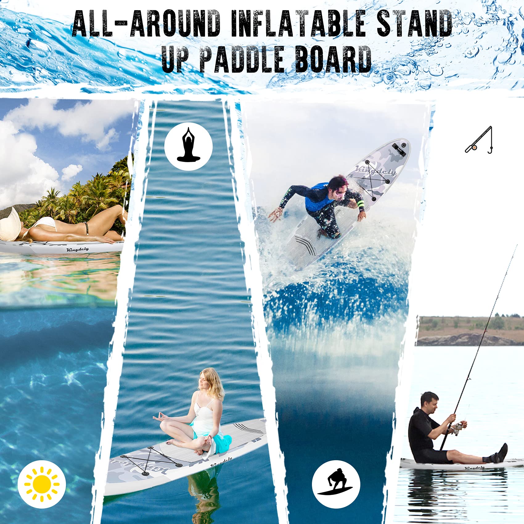 Inflatable Stand Up Paddle Board (6 inches Thick), SUP Paddle Board with Durable Backpack for beginners, Wide Stance, Non-Slip Deck, Surf Control, Paddle, Leash and Pump,10.6ft Gray Sup PaddleBoard