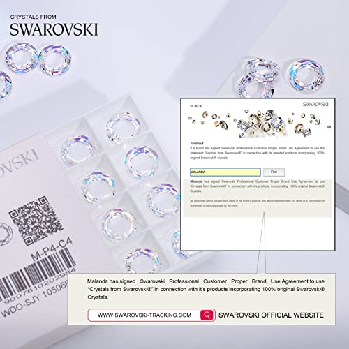 Malanda 925 Sterling Silver Circle Drop Earrings for Women Swarovski Crystal Hook Dangle Earrings Birthday Jewelry Gift for Mom (Crystal Aurora Borealis)