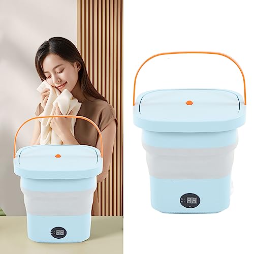 Jiawu Compact Portable Washing Machine, Lightweight Collapsible Bucket Washer with LCD Panel, Ideal for Camping RV Travel Apartment, 6L Capacity (US Plug)