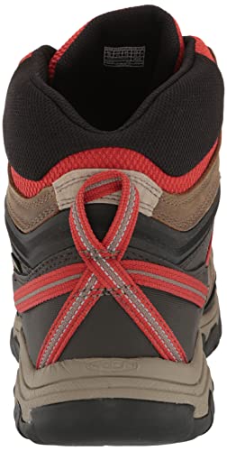 KEEN Men's Ridge Flex Mid Height Waterproof Hiking Boots, Dark Olive/Ketchup, 7 Wide