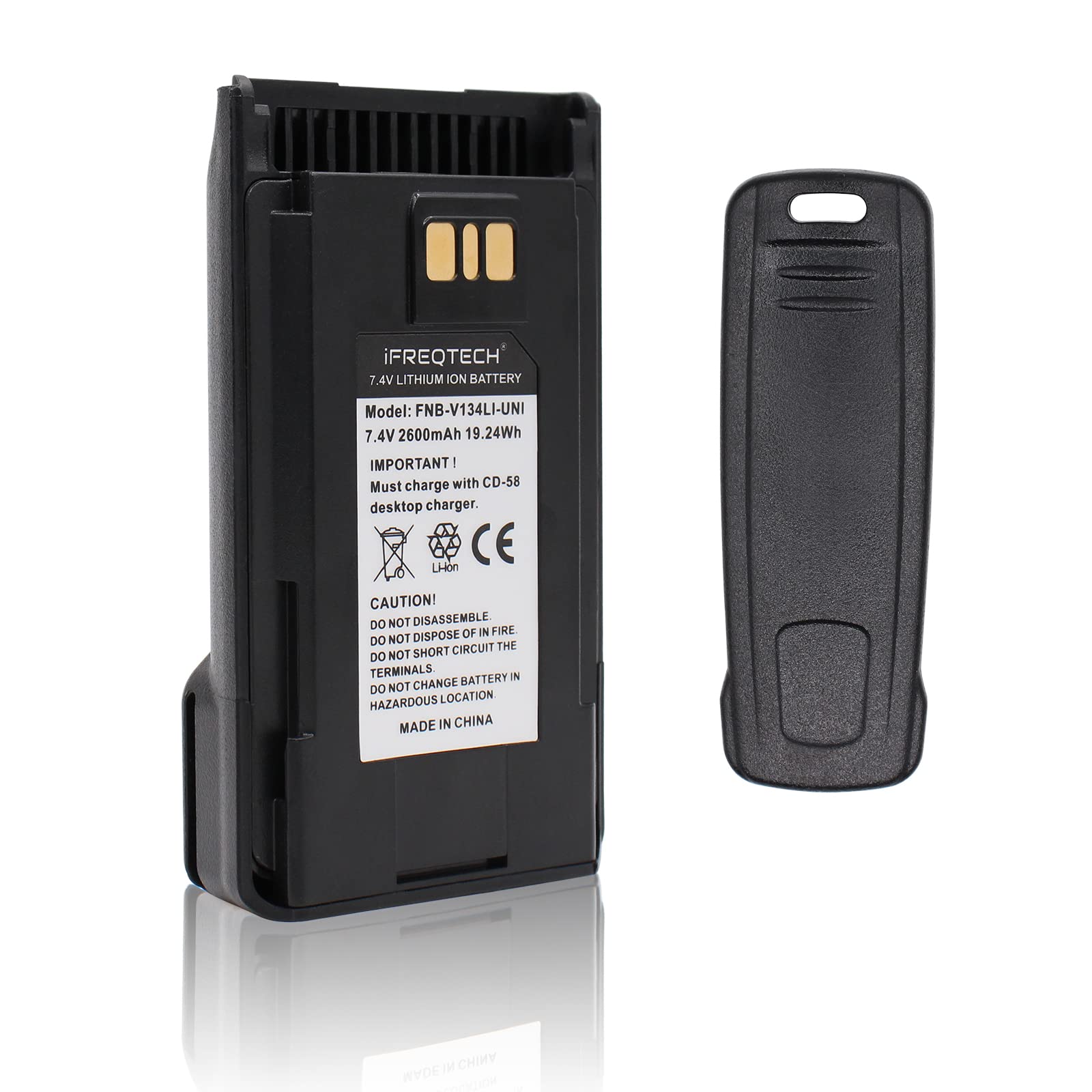 IFREQTECH FNB-V134LI Battery for Vertex Standard VX-260 VX-261 VX-264 EVX-261 VX-451 VX-454 VX-459 with Belt Clip 2600mAh