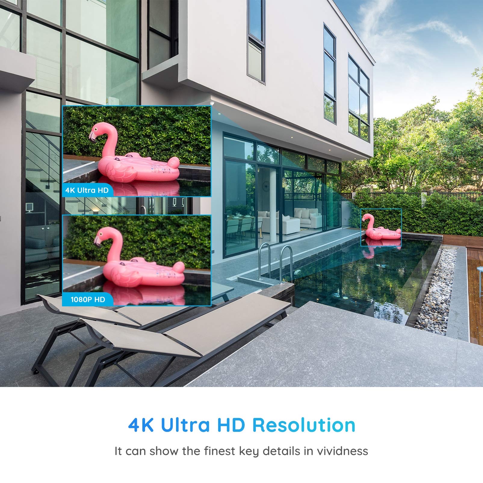 REOLINK 4K Security Camera System, 4pcs 4K PoE Security Cameras Wired with Motion Detection, 8MP/4K 8CH NVR with 2TB HDD for 24-7 Recording, RLK8-800D4 (Renewed)
