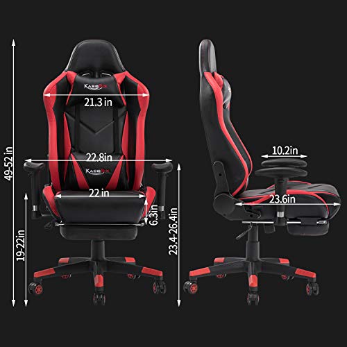 KASORIX Gaming Chair Ergonomic Video Game Chair High Back Computer Chair Professional Racing Style Comfortable Gamer Chair with Footrest and Massage Backrest and Lumbar Support