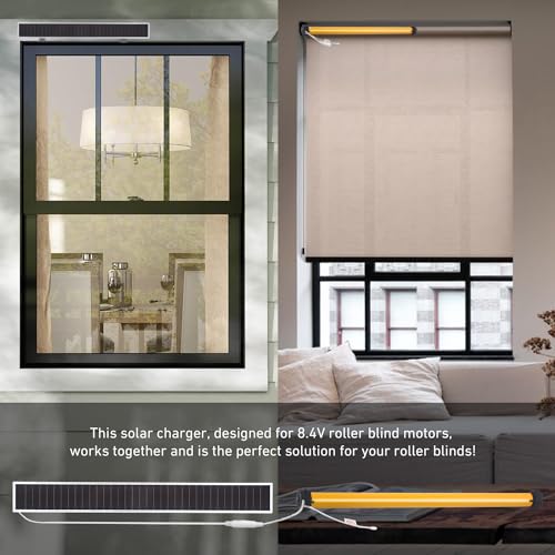 Sortfle Solar Charger 7.4V/8.4V Solar Panel Charger for Window Shades, Dual Cell Series Li-ion Device Solar Charger,Motorized Curtain or Motorized Blinds 8.4V Charger