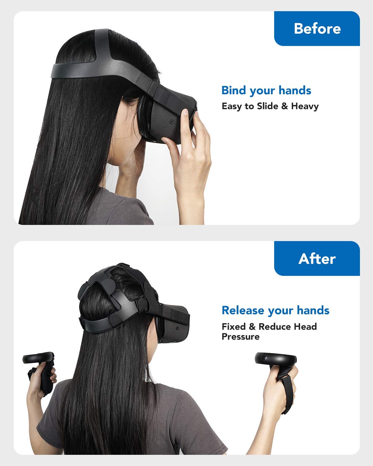 KIWI design Head Strap Pad VR Headset Accessories Reduce Head Pressure Comfortable PU Leather & Soft Foam Pad Headband Cushion Custom Set 3-Pieces Fit Quest, Not Fit Quest 2