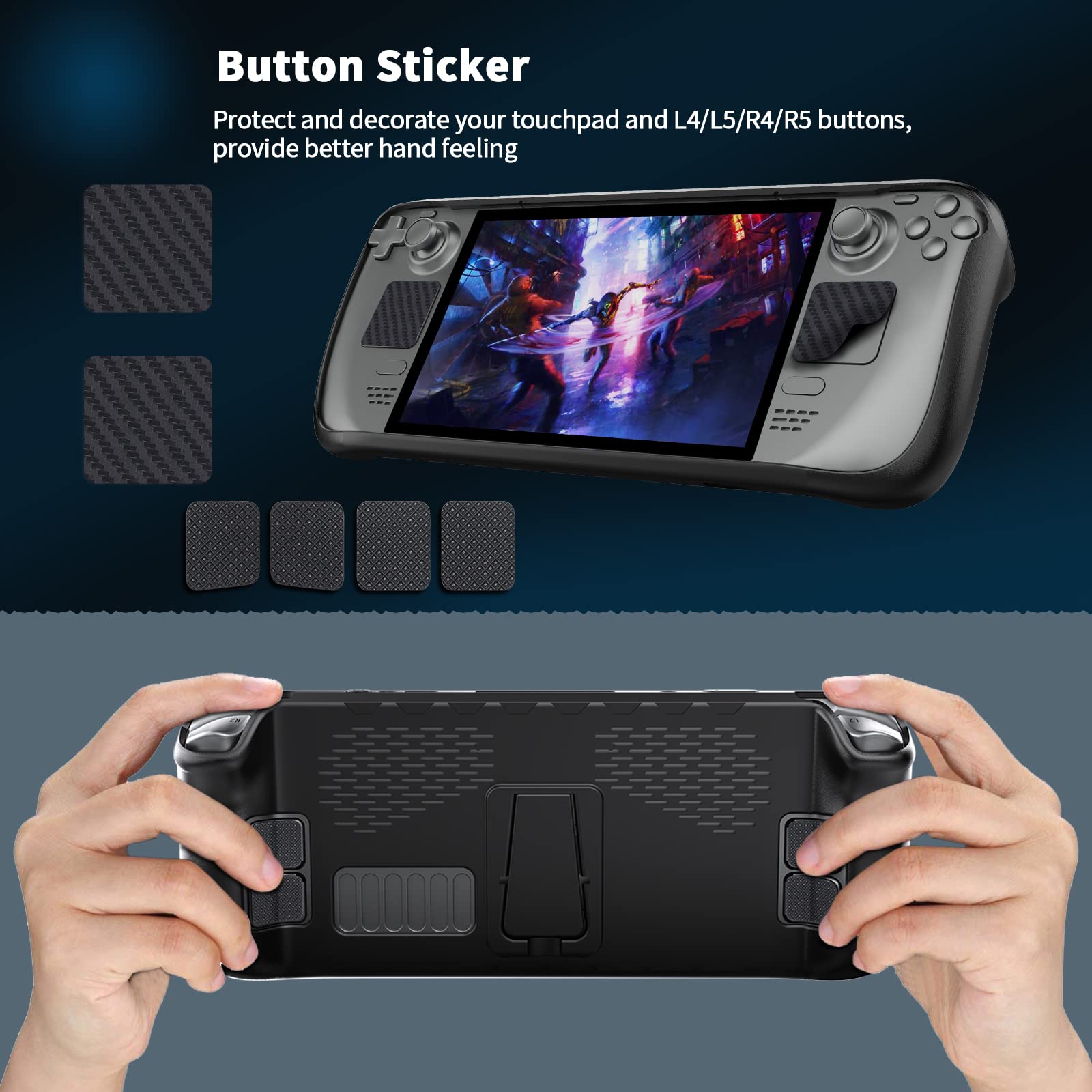 Protective Case for Steam Deck TPU Cover Protector with Built-in Kickstand Protective Cover Case Compatible with Vavle Steam Deck Shock-Absorption Non-Slip and Anti-Scratch Design