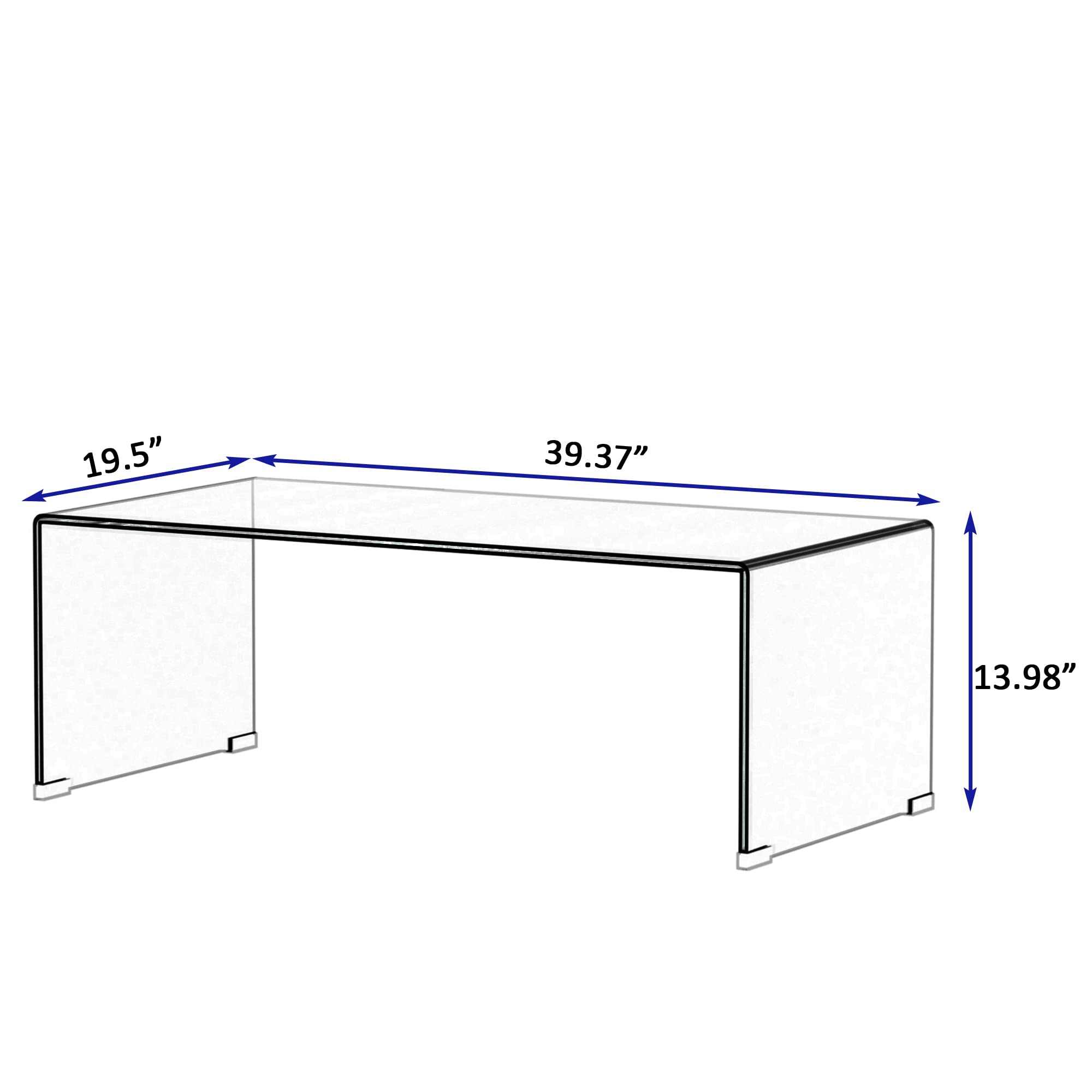 IANIYA Tempered Glass Coffee Table for Modern Living Room Decor, Easy to Clean with Safe Rounded Edges and Durable Design, 39.3" L x 19.6" W x 13.78" H (1, Transparent Coffee Table)