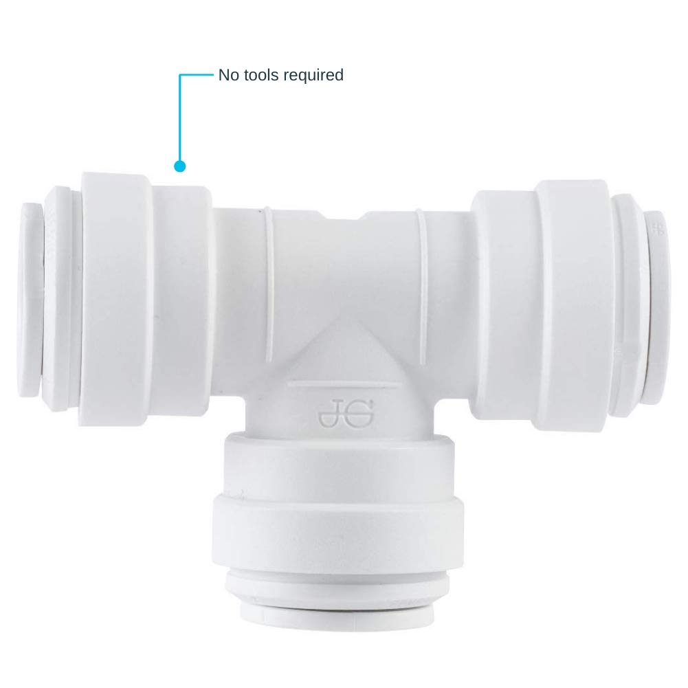 John Guest Speedfit 1/4 Inch Union Tee Connector, Push to Connect Plastic Plumbing Fitting, PP0208WP