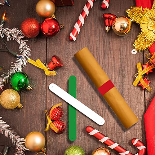 ZUYYON 9 Pcs White Red Green Silicone Flip Wraps Silicone Covered Metal Strips Gift Wrap Roll Holder Wrapping Paper Poster Holder Stabilizer Slap Bands for Storage Organization