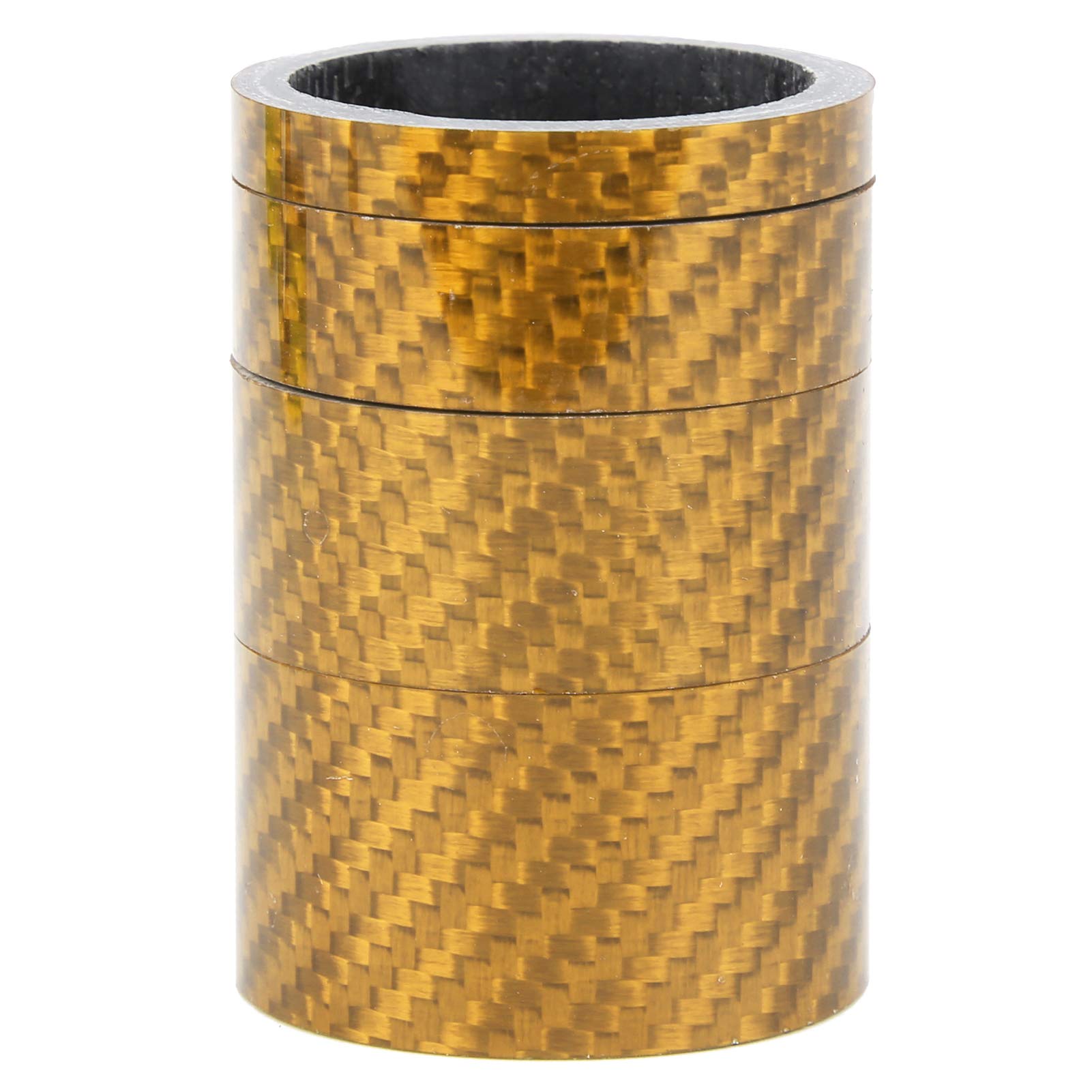 Keenso Carbon Fiber Bike Fork Washer Stem, 2 Set 5/10/15/20mm Bicycle Headset Front Fork Spacer Stem Bike Washer(Gold)