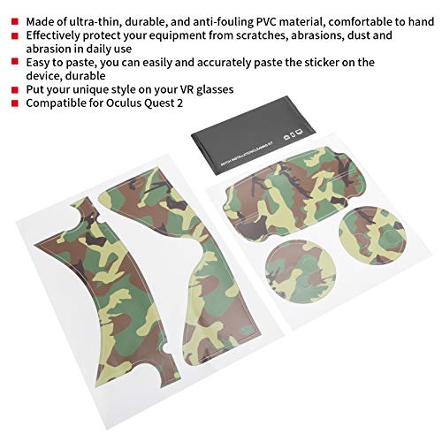 Kafuty-1 Decal Stickers Skin for Oculus Quest 2 VR Headset and Controller, Vinyl Decal Skin for VR Headset and Controller, Virtual Reality Protective Accessories (Army Green Camouflage)