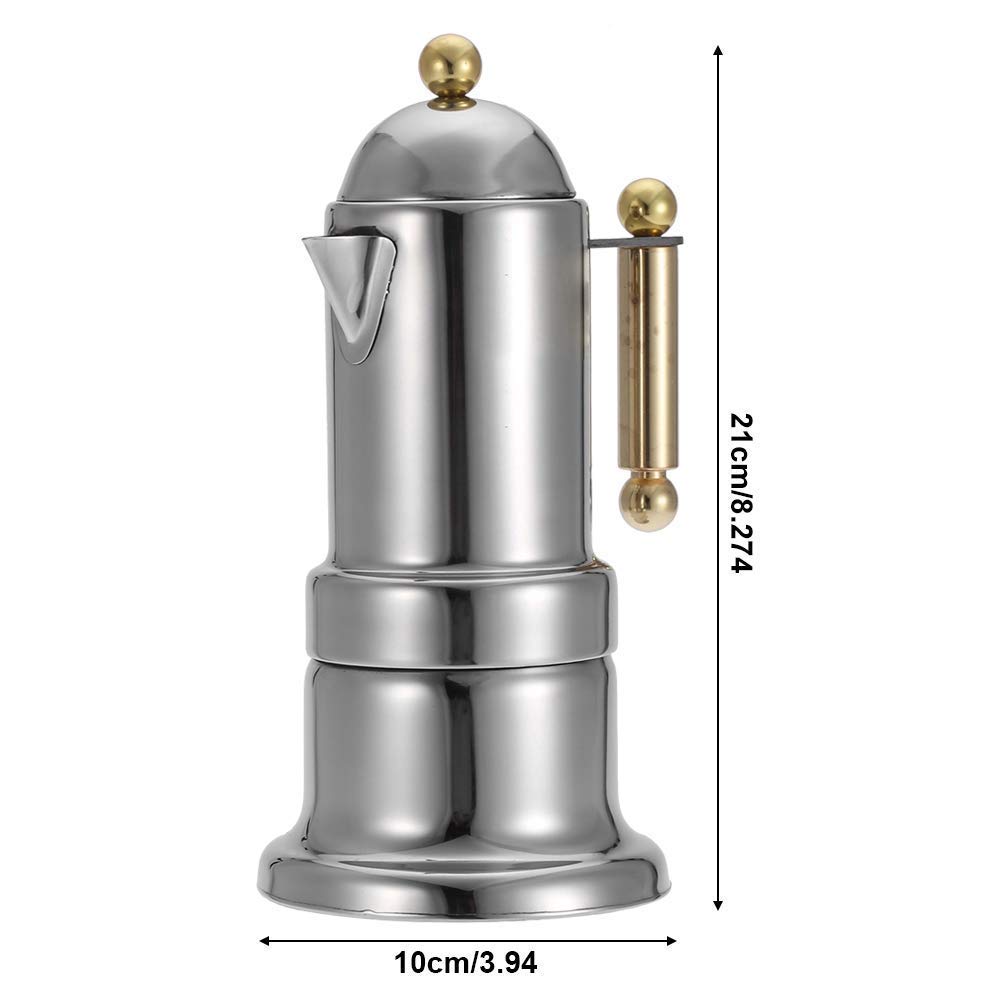 Liineparalle Stovetop Coffee Maker, Stainless Steel Moka Pot, Classic Cafe Percolator Maker for 4 Cup Great Flavored Strong , Suitable for Induction Cookers