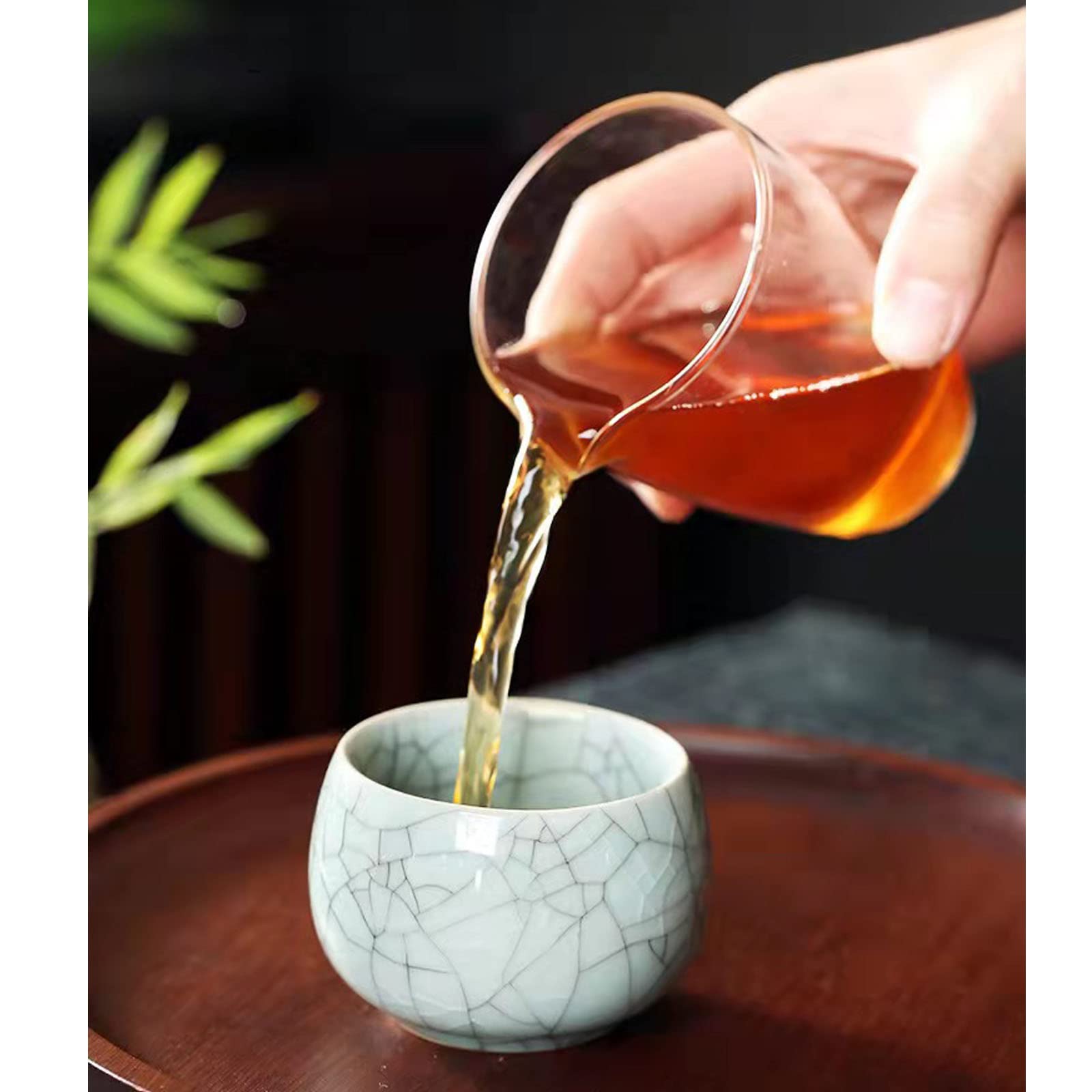 MQjzsh, Jianzhan, Japanese-style teacups, tea sets, ceramic teacups, four-piece set of handmade ice-cracked teacups