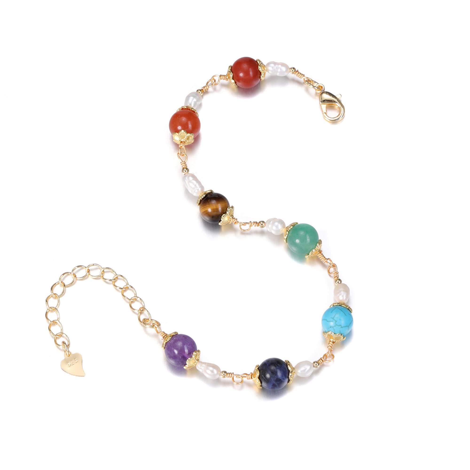 MANIFO 7 Chakra Healing Crystal Stone Bracelet Reiki Gemstones Bead Link Bracelets Jewelry for Women