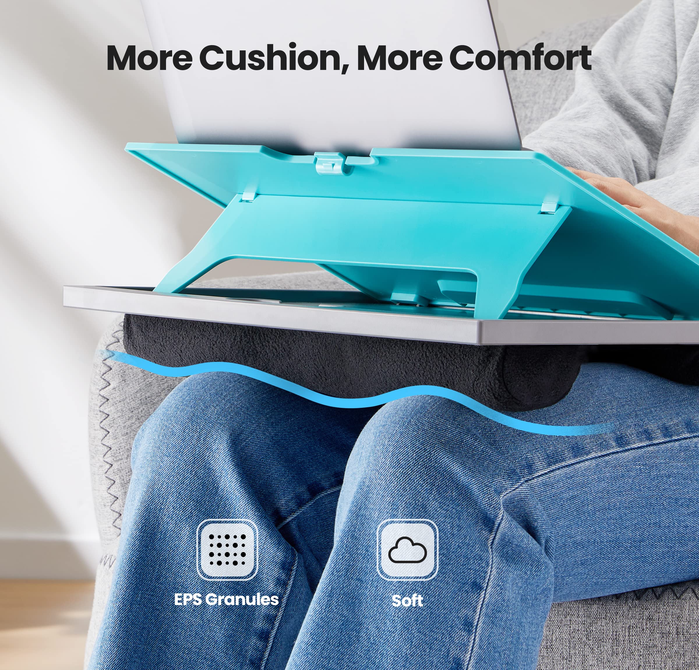 HUANUO Adjustable Lap Desk - with 8 Adjustable Angles & Dual Cushions Laptop Stand for Car Laptop Desk, Work Table, Lap Writing Board & Drawing Desk on Sofa or Bed, HNLD2TB