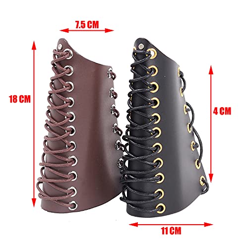 LOKHEIRA ARCHERY Archery Arm Guard, Archery Bracer,Archery Leather Forearm Protector w/Bow Range for Recurve Compound Long Bow Hunting Shooting(Black)