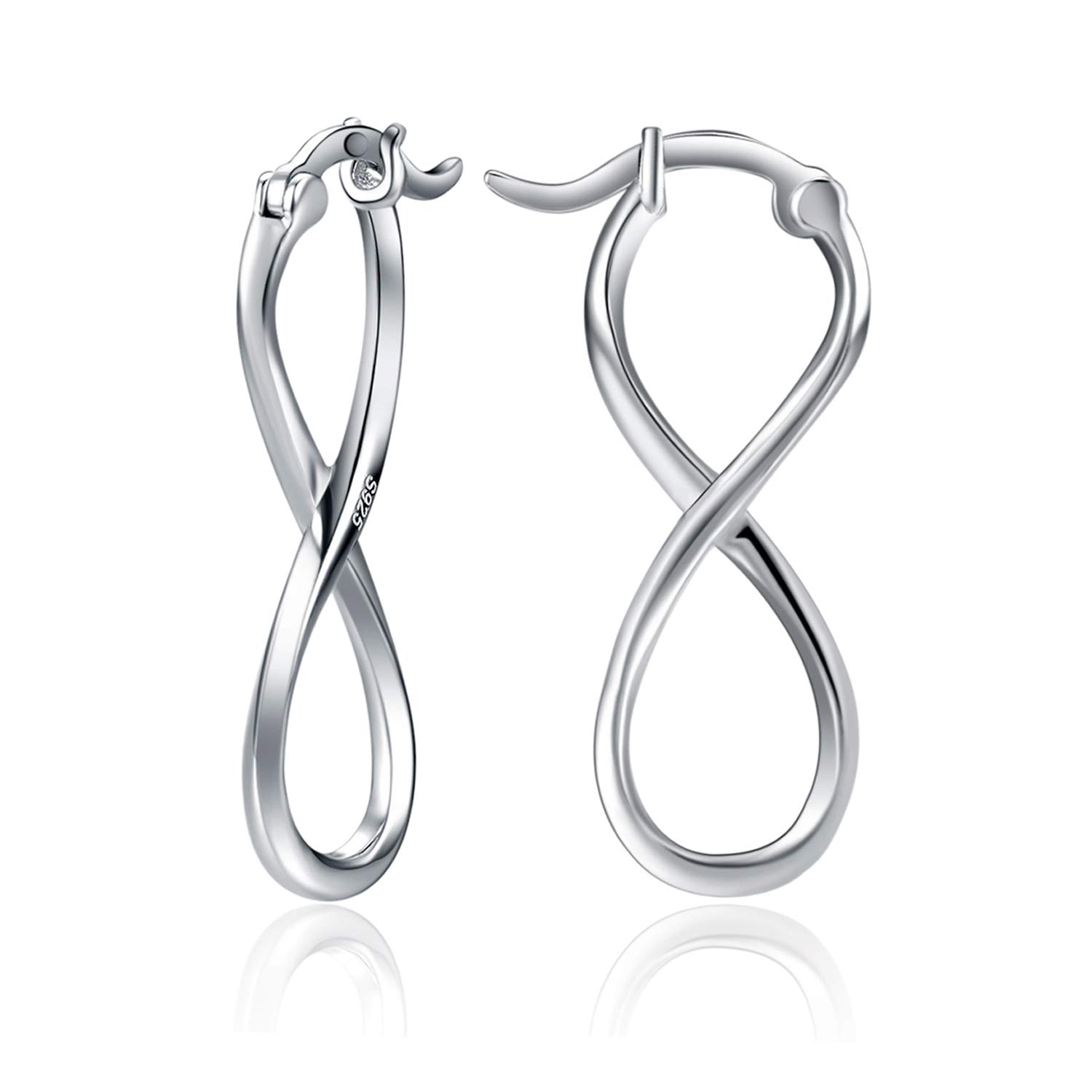 Infinity earrings 925 Sterling Silver Infinity Hoop Earrings Figure 8 Twisted Earrings for Women Jewelry