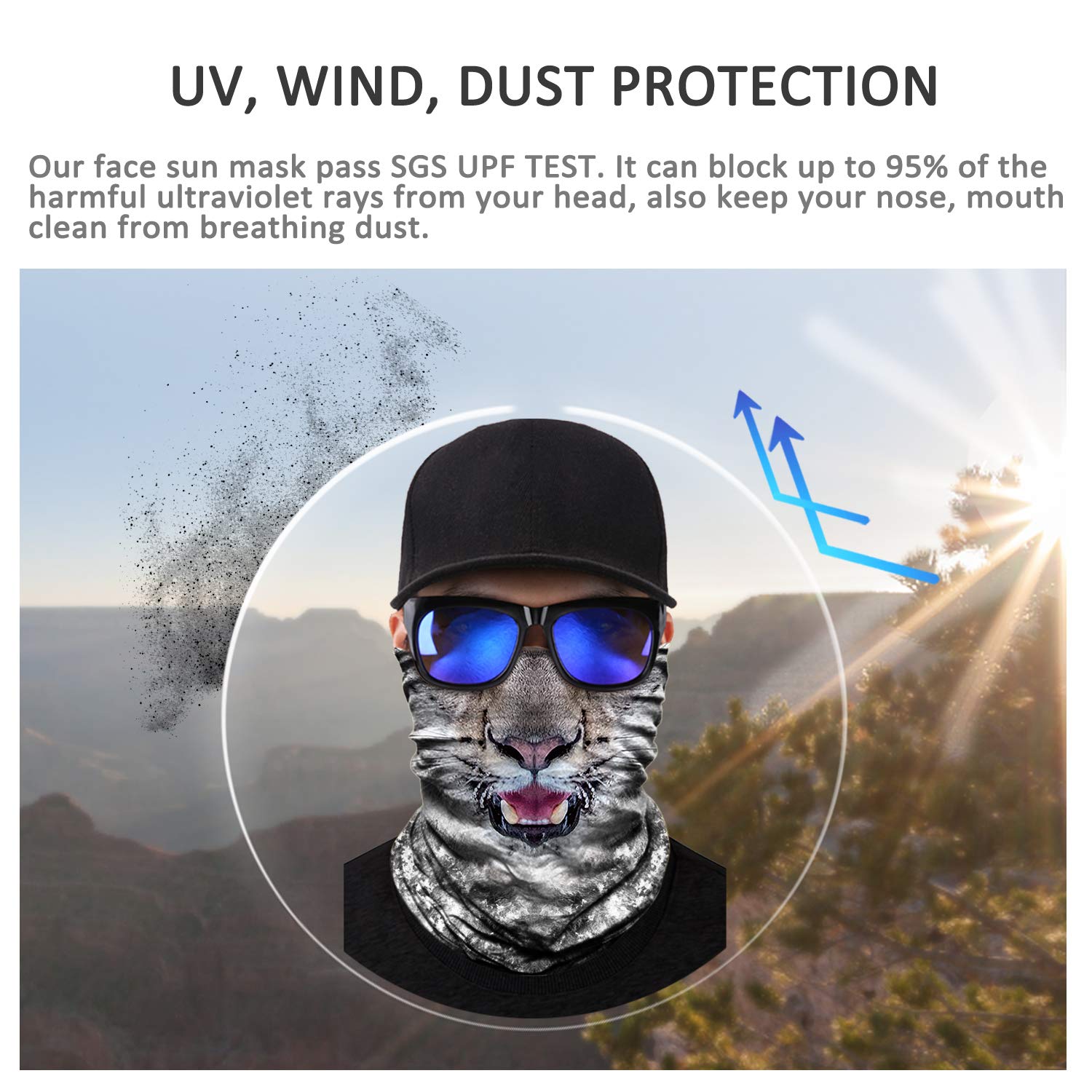 JOEYOUNG Seamless Face Mask for Men Women - Fishing Hunting 3D Half Neck Gaiter