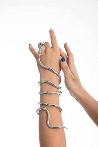 KEHAWK Bendable Punk Snake Necklace Choker Adjustable Snake Bracelet Flexible Wrap Collar Multi-Purpose Medusa Hollween Jewelry for Women (Sliver)