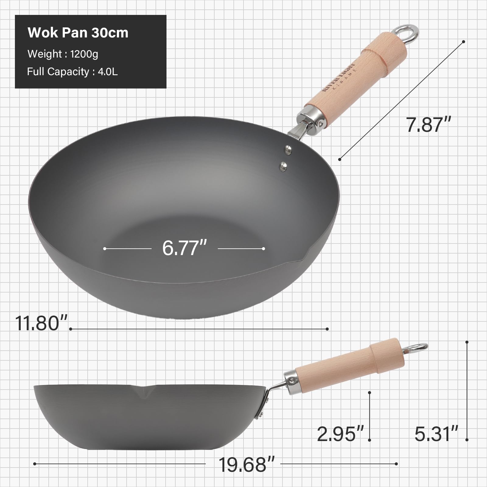 鐵兎堂 Iron Frying Pan Starter Set TETTODO KIWAME series Made in Japan (Wok pan 11.8 inches (30 cm))