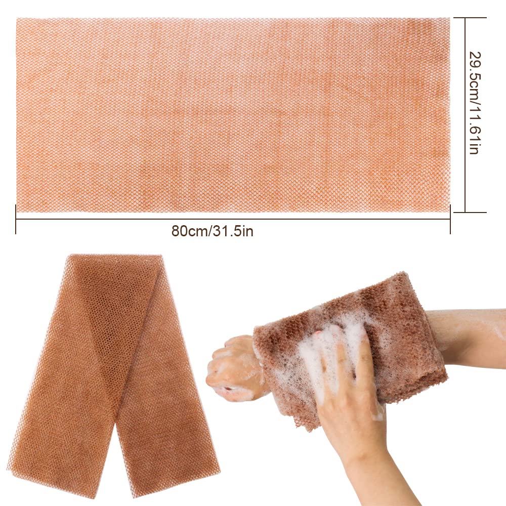 TCOTBE 2 Pieces African Net Sponge Long Net Bath Sponge Exfoliating Shower Body Scrubber Back Scrubber Skin Smoother Body Exfoliating Cloth Nylon Bathing Scrubber for Men Women for Daily Use