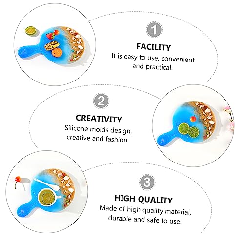 VILLCASE Tray Mold Round Serving Tray Clear Resin Epoxy Resin Coasters Bowl Mats Making Dinner Plate Resin Coaster Molds Coasters Mould Creative Coaster Mold Handle Tray Mould Cutting Board