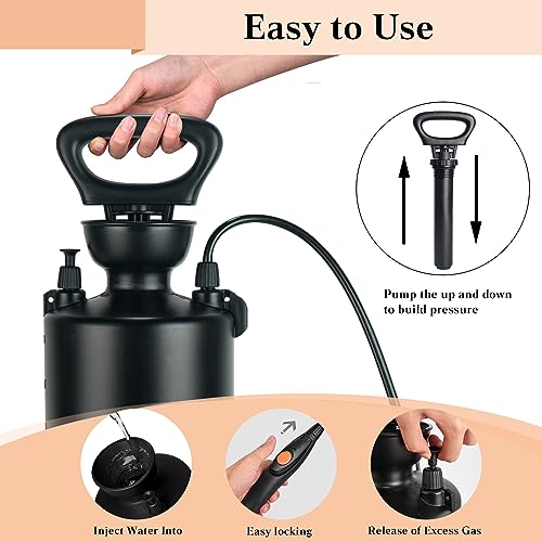 XXXFLOWER 2.1 Gallon Pump Pressure Sprayer, Portable, 8L Pressurized Lawn & Garden Water Spray Bottle with Adjustable Shoulder Strap, Pressure Relief Valve, for Yard Lawn Weeds Plants(Black